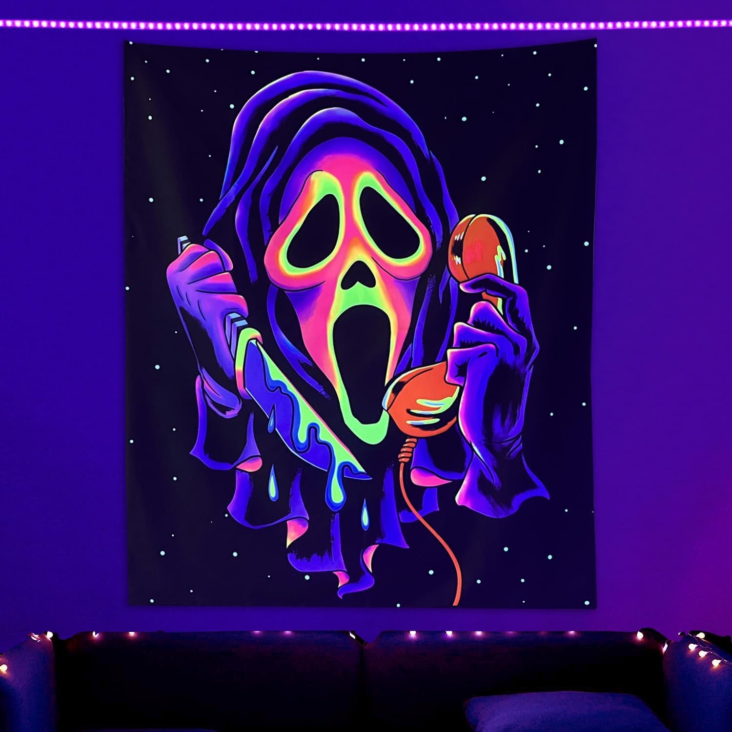 Blacklight/UV Ghost Tapestry, Halloween Wall Decor – Hallowitch Costumes